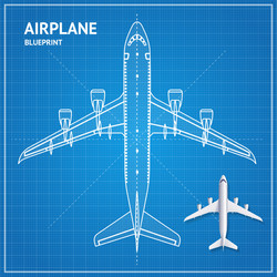 Military jet aircraft drawing blueprint Royalty Free Vector