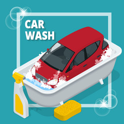 Business concept car wash auto cleaner Royalty Free Vector