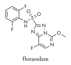 Iodosulfuron herbicide molecule skeletal formula Vector Image