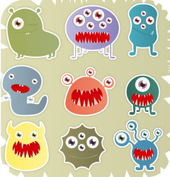 Monster head round icon set boo spooky screaming Vector Image