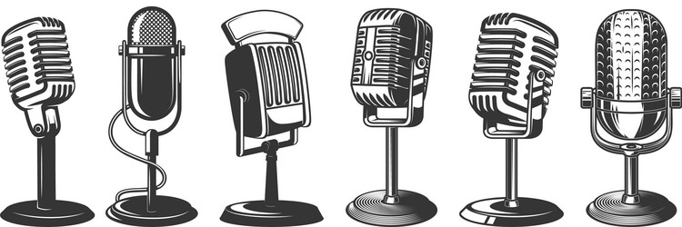 Retro microphone icons Royalty Free Vector Image