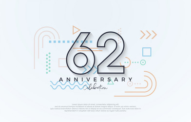 62nd anniversary number with fancy numerals Vector Image