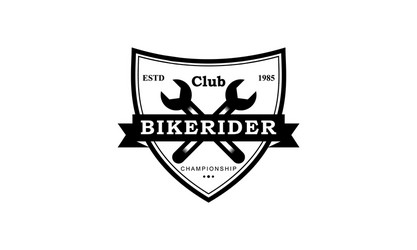 Bike motorcycle rider logo design Royalty Free Vector Image