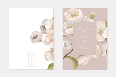 Wedding invitation card front back side set Vector Image