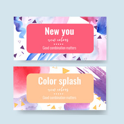 Splash color voucher design with blue purple Vector Image