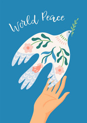 World peace poster dove Royalty Free Vector Image