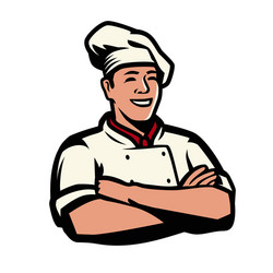 Chief cook in cap symbol or logo restaurant food Vector Image