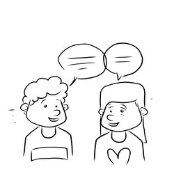 Hand drawing doodle people in conversation Vector Image