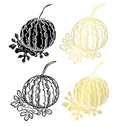Hand drawn golden fruits set Royalty Free Vector Image