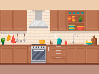 Cartoon kitchen counter with appliances Royalty Free Vector