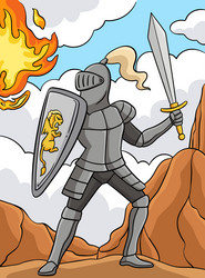 Knight in a fighting pose cartoon colored clipart Vector Image