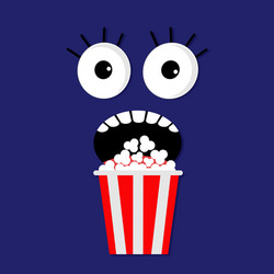 Popcorn boo scary face flat Royalty Free Vector Image