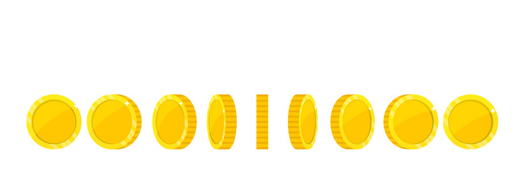 Cartoon rotation animation coin turns around Vector Image