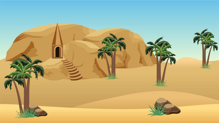 Desert landscape scene for cartoon or game Vector Image