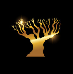 Golden tree symbol logo sign Royalty Free Vector Image