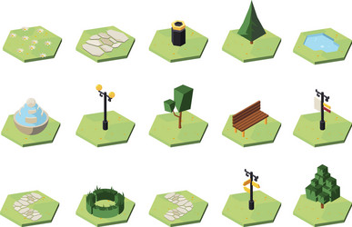 Set of isolated 3d isometric realistic cartoon Vector Image