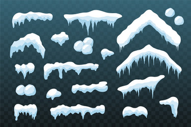 Snow cap ice set winter design snowy icicle roof Vector Image