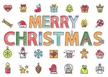 Christmas and new year icon set Royalty Free Vector Image