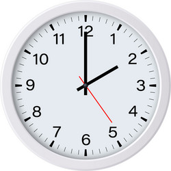 White clock face with hour minute second hands Vector Image
