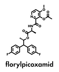 Florylpicoxamid fungicide molecule skeletal Vector Image