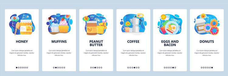 Healthy toasts mobile app templates set breakfast Vector Image