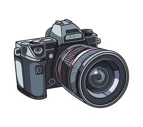 Digital camera drawing isolated hand drawn object Vector Image