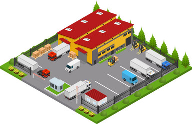 Warehouse outside view isometric Royalty Free Vector Image