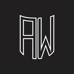 Aw logo monogram with shield line and 3 arrows Vector Image