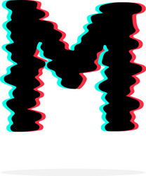 Logo letter m glitch distortion Royalty Free Vector Image