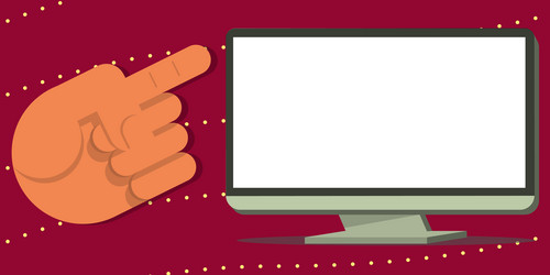 One finger pointing at screen with important Vector Image