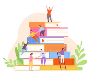 Cartoon children reading a newspaper Royalty Free Vector