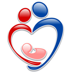 Family hands in heart shape logo Royalty Free Vector Image