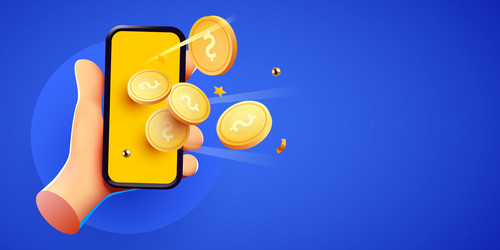 Easy online payments concept with cartoon 3d hand Vector Image