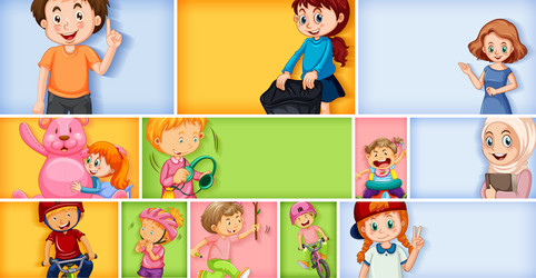 Set different kid characters Royalty Free Vector Image