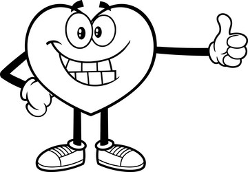 Outlined smiling heart cartoon character Vector Image