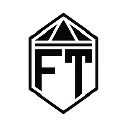 Ft letter logo monogram hexagon shield shape Vector Image