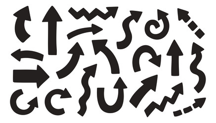 Hand drawn cartoon pastel arrow icon big set Vector Image