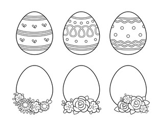 Easter bunny egg coloring page black and white Vector Image