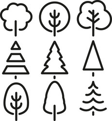 Trees line icon set Royalty Free Vector Image - VectorStock