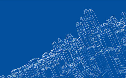 Wire-frame city blueprint style Royalty Free Vector Image