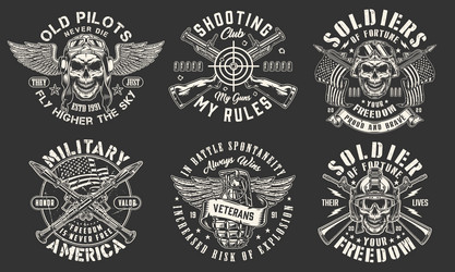 Vintage colorful military emblems set Royalty Free Vector