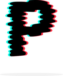 Logo letter p glitch distortion Royalty Free Vector Image