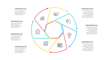 Infographic cycle diagram with 7 options Vector Image