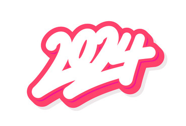 2024 year handwritten lettering text Royalty Free Vector
