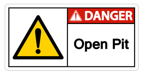 Caution open pit symbol sign isolate on white Vector Image