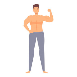 Flex muscle body icon cartoon strong arm Vector Image