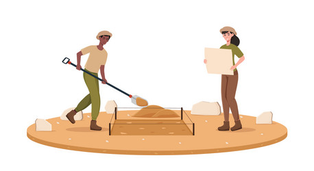 Set archeology equipment icon with digging out Vector Image