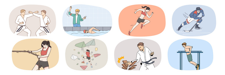 Collection of athletes training for sport Vector Image