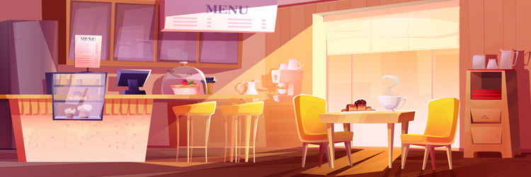 Cafe mall food court interior cartoon Royalty Free Vector