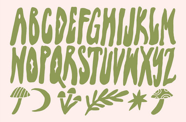 Hippie bohemian groovy postmodern funky font Vector Image